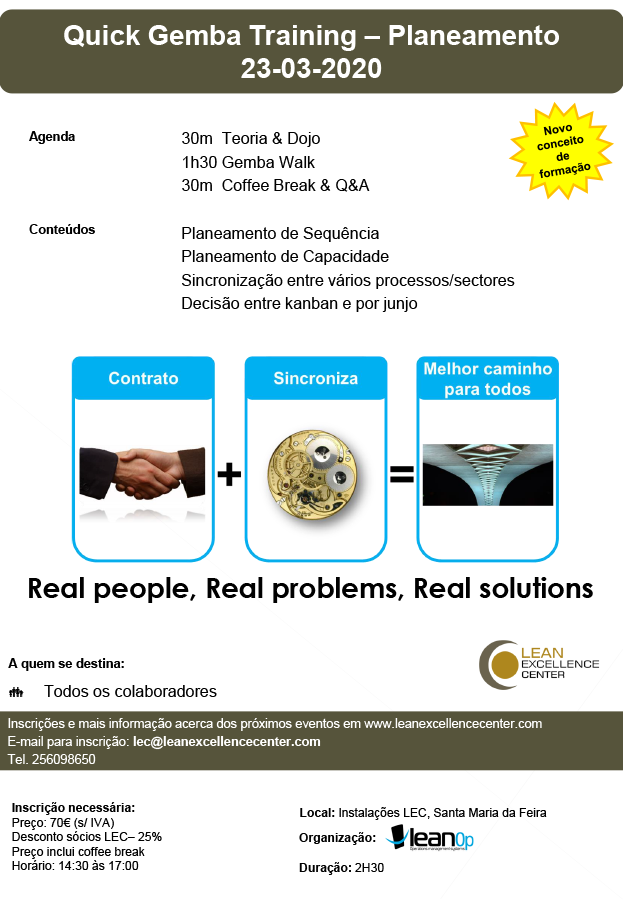 Quick Gemba Training – Planeamento - 23 Março 2020 - Leanop PT